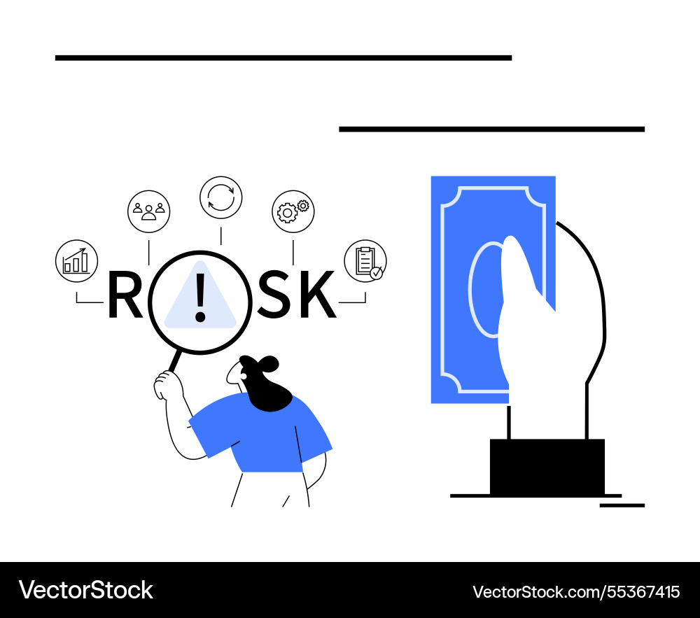 Risk assessment concept with magnifying glass and Vector Image Risk assessment concept with magnifying glass and Vector Image