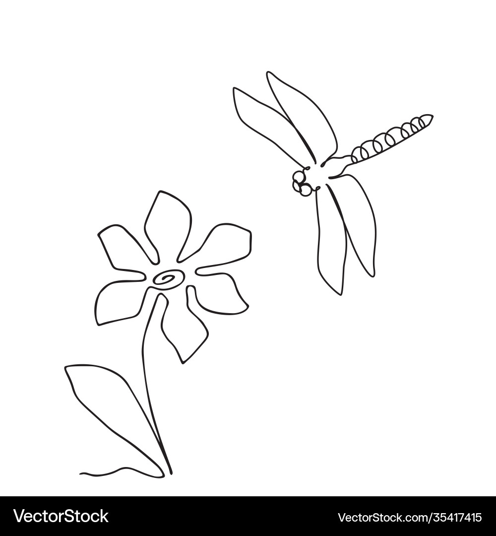 Single Line Dragonfly Sketch Royalty Free Vector Image