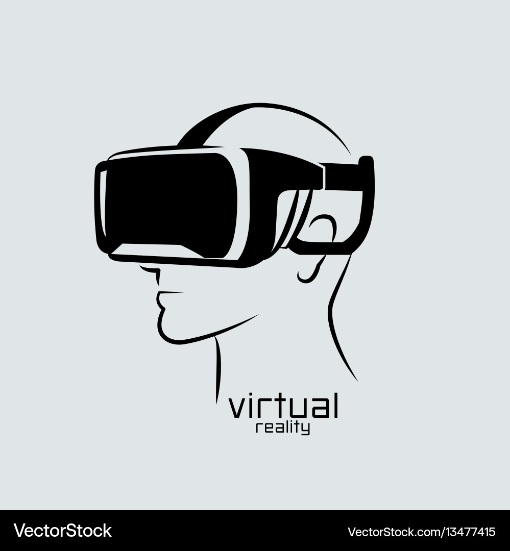 Virtual reality logo flat design icon black Vector Image