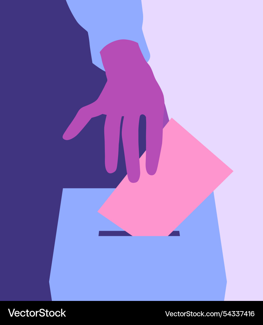 Hand putting voting paper in the ballot box Vector Image