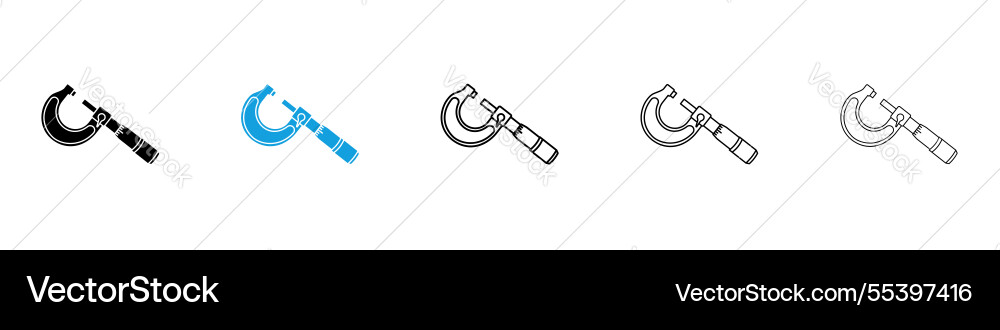 Micrometer icons collection in black and blue Vector Image