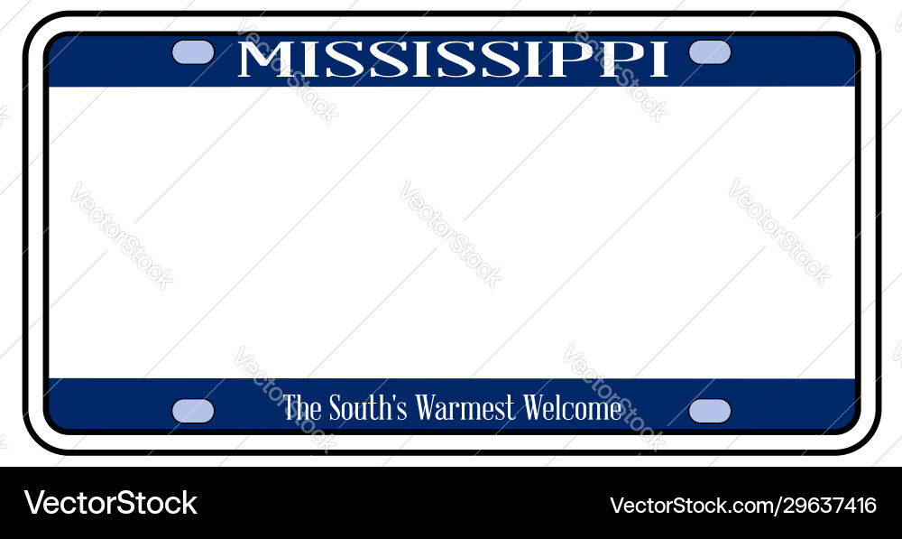 Mississippi State License Plate Royalty Free Vector Image