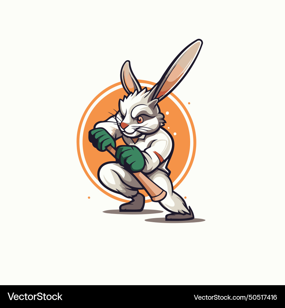 Rabbit baseball mascot isolated on white Vector Image