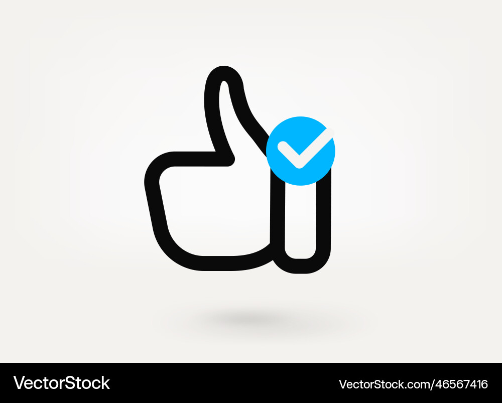 Thumbs up pictogram with approve check mark Vector Image