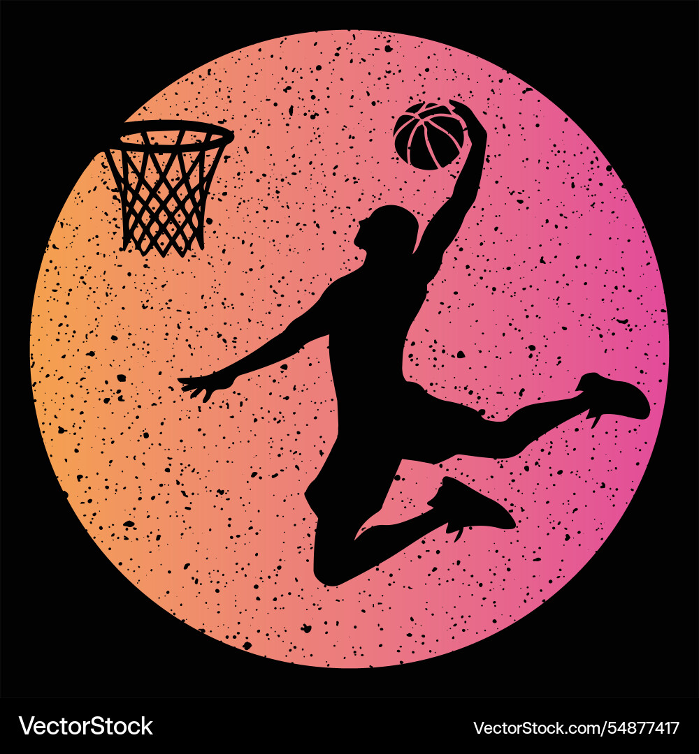 Basketball sunset retro design Royalty Free Vector Image