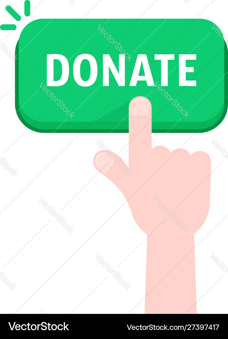 Donate Green Button - Hand Illustration Royalty Free Vector