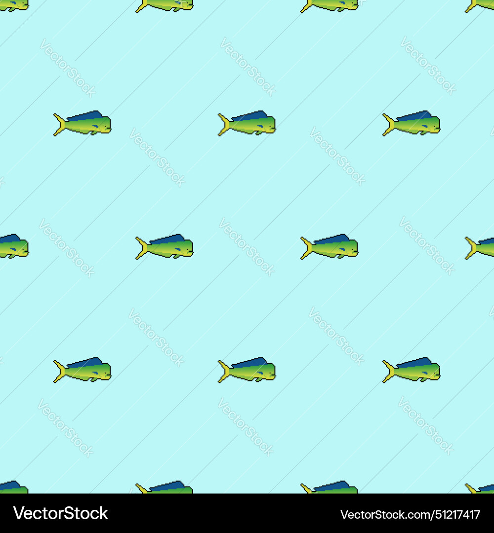 Dorado fish pixel art pattern seamless 8 bit mahi Vector Image