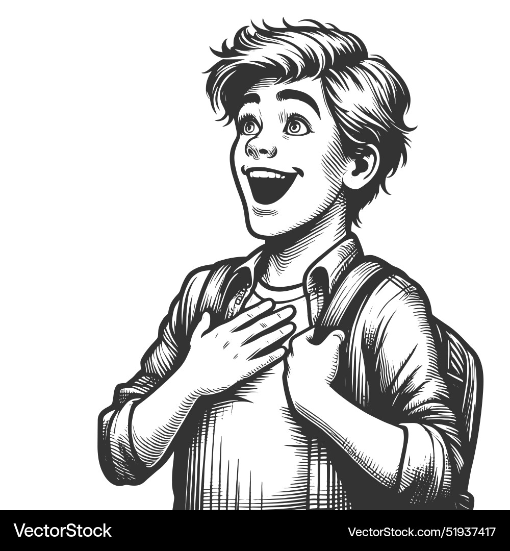 Excited boy with backpack Royalty Free Vector Image