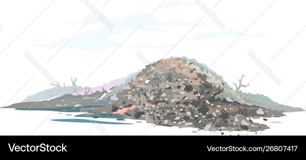 Garage dump concept landscape isolated Royalty Free Vector