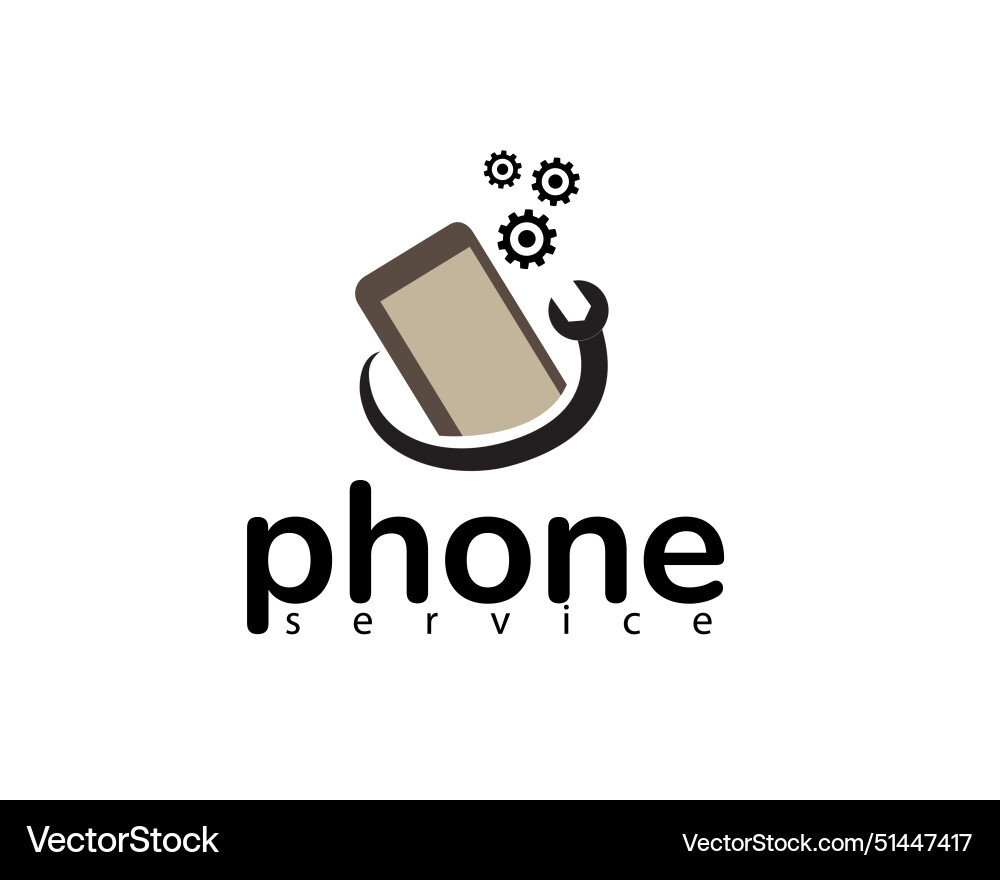 Gear and phone logo for phone service Royalty Free Vector