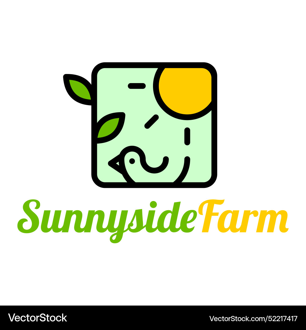 Sun farm minimalist logo design Royalty Free Vector Image