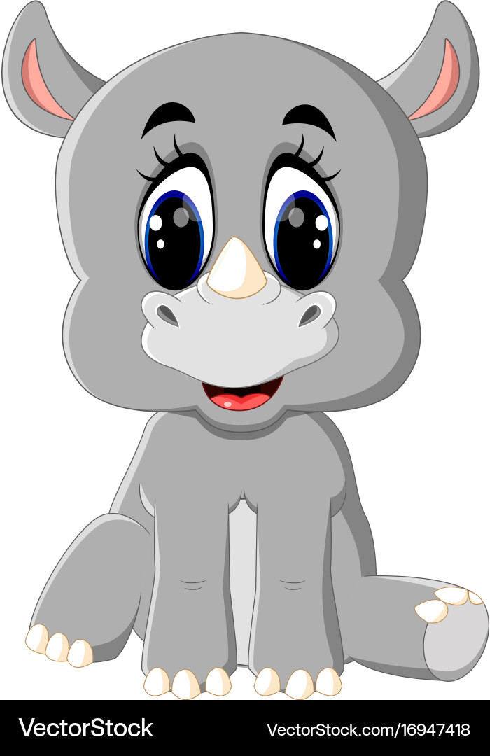 Cartoon cute rhino sitting Royalty Free Vector Image