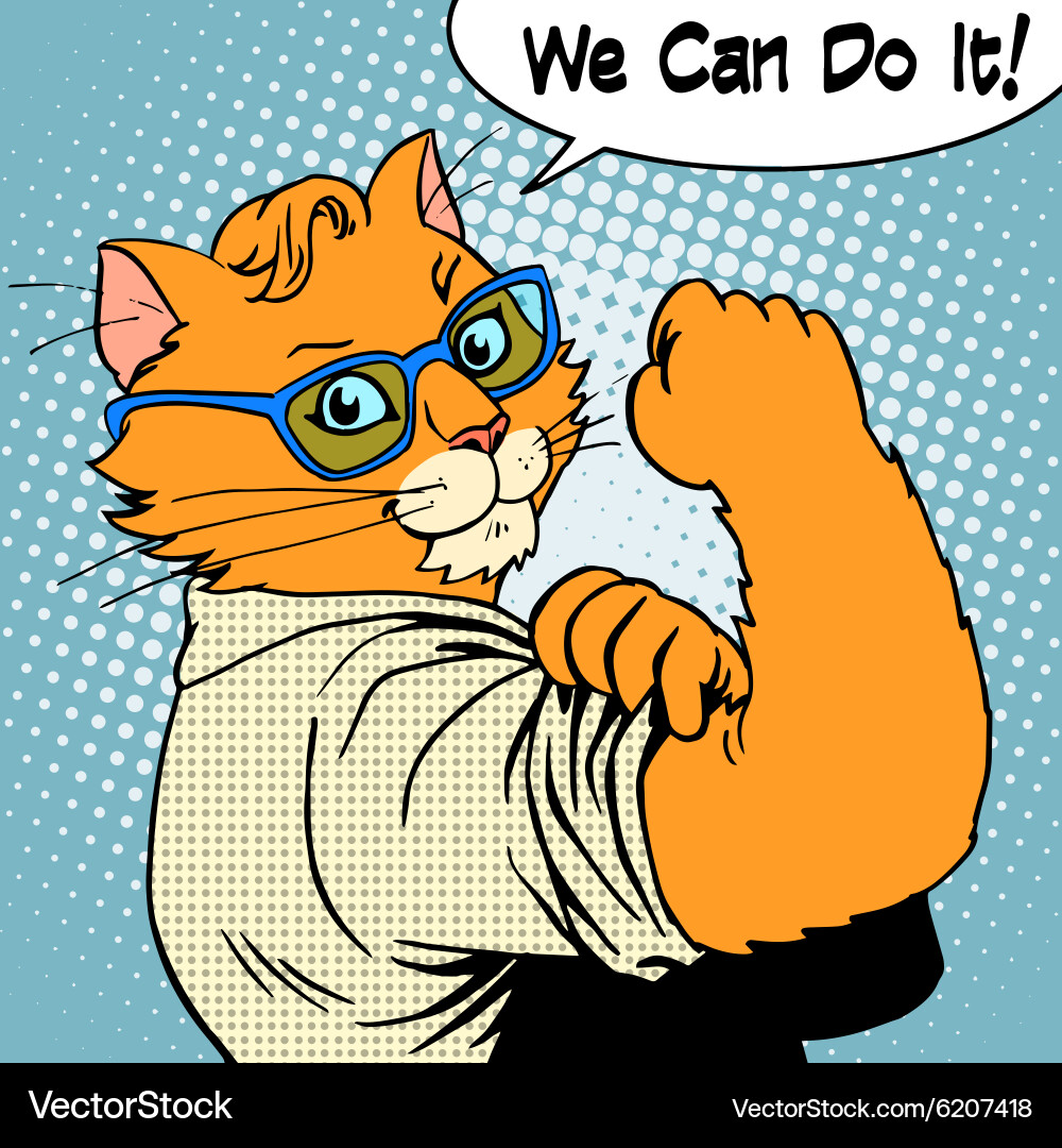 Cat success we can do Royalty Free Vector Image