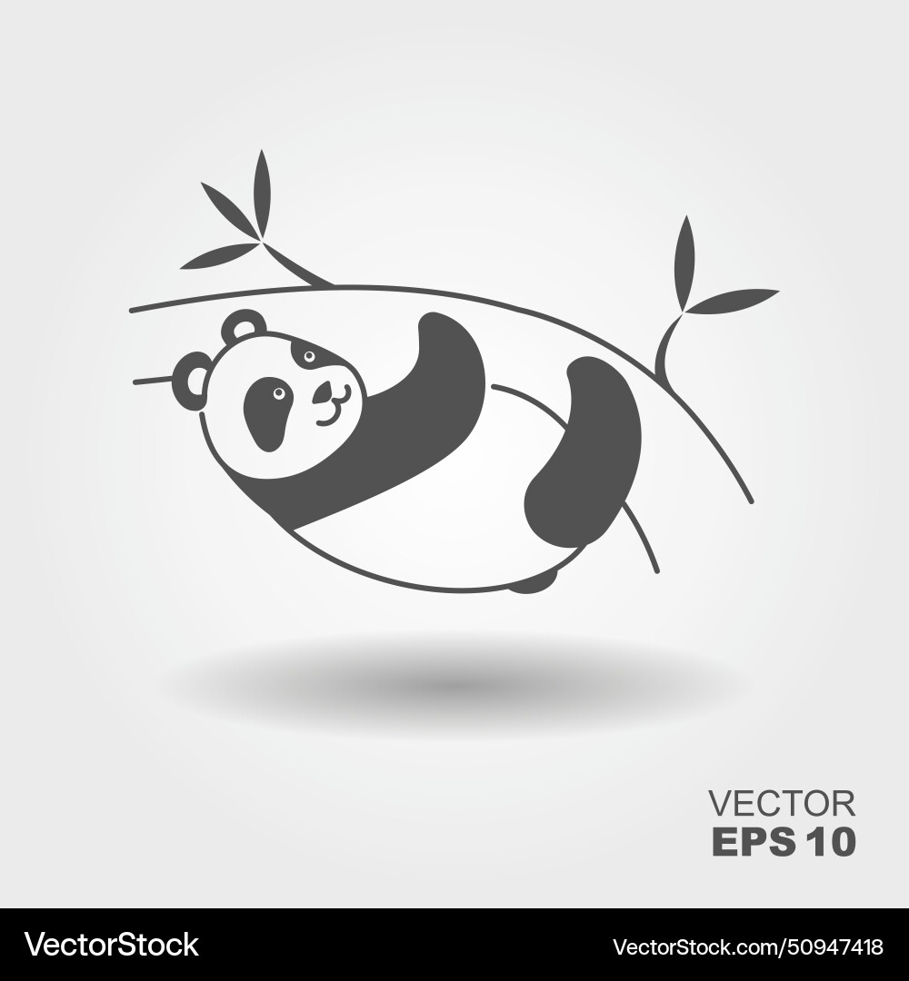 Cute panda hanging on a tree simple flat icon Vector Image
