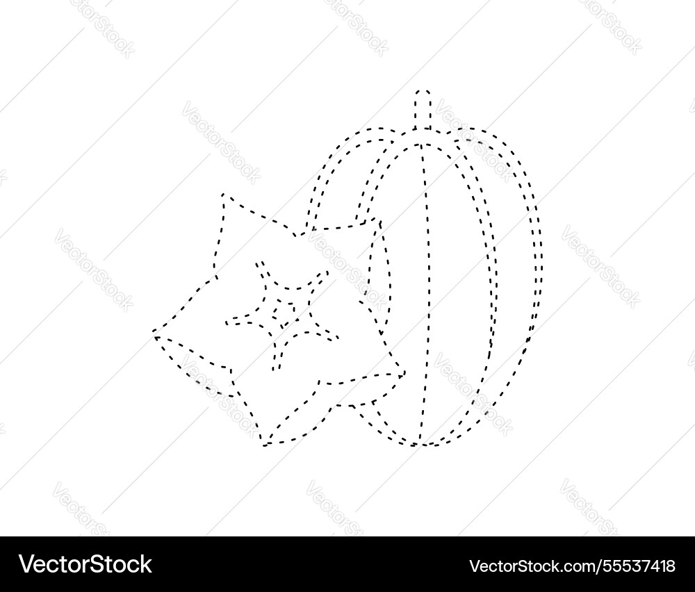 Dashed star apple outline for coloring book Vector Image