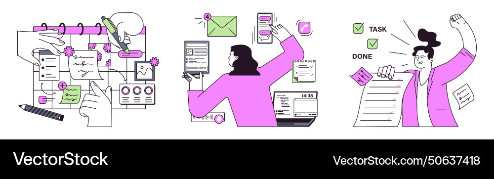 Employee efficiency set business character Vector Image