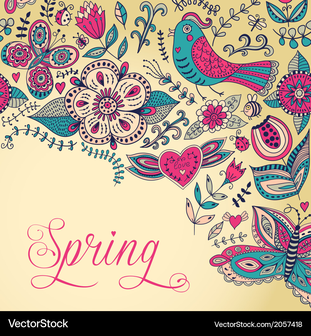 Floral background spring theme greeting card Vector Image