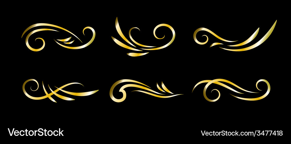 Golden swirl decoration elements Royalty Free Vector Image