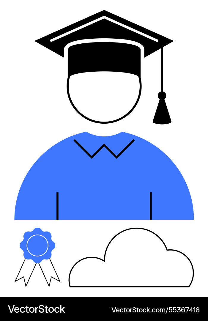 Graduierung Themenbild mit faceless Absolventen Vektorbild