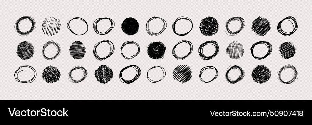 Hand drawn scribble circles Royalty Free Vector Image