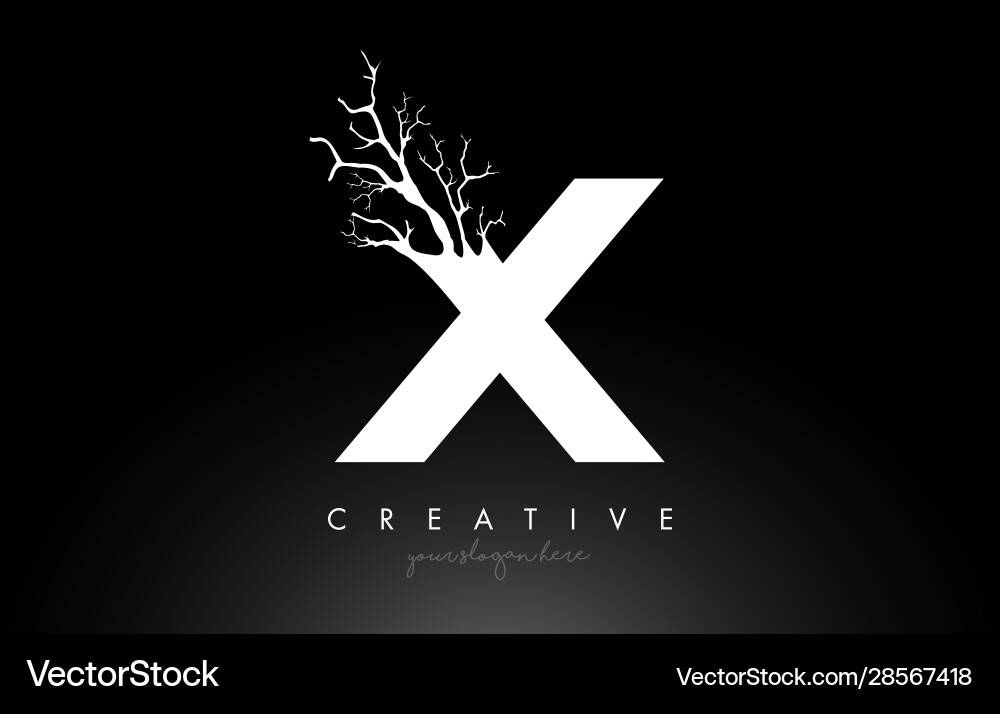 Letter x design logo with creative tree branch Vector Image