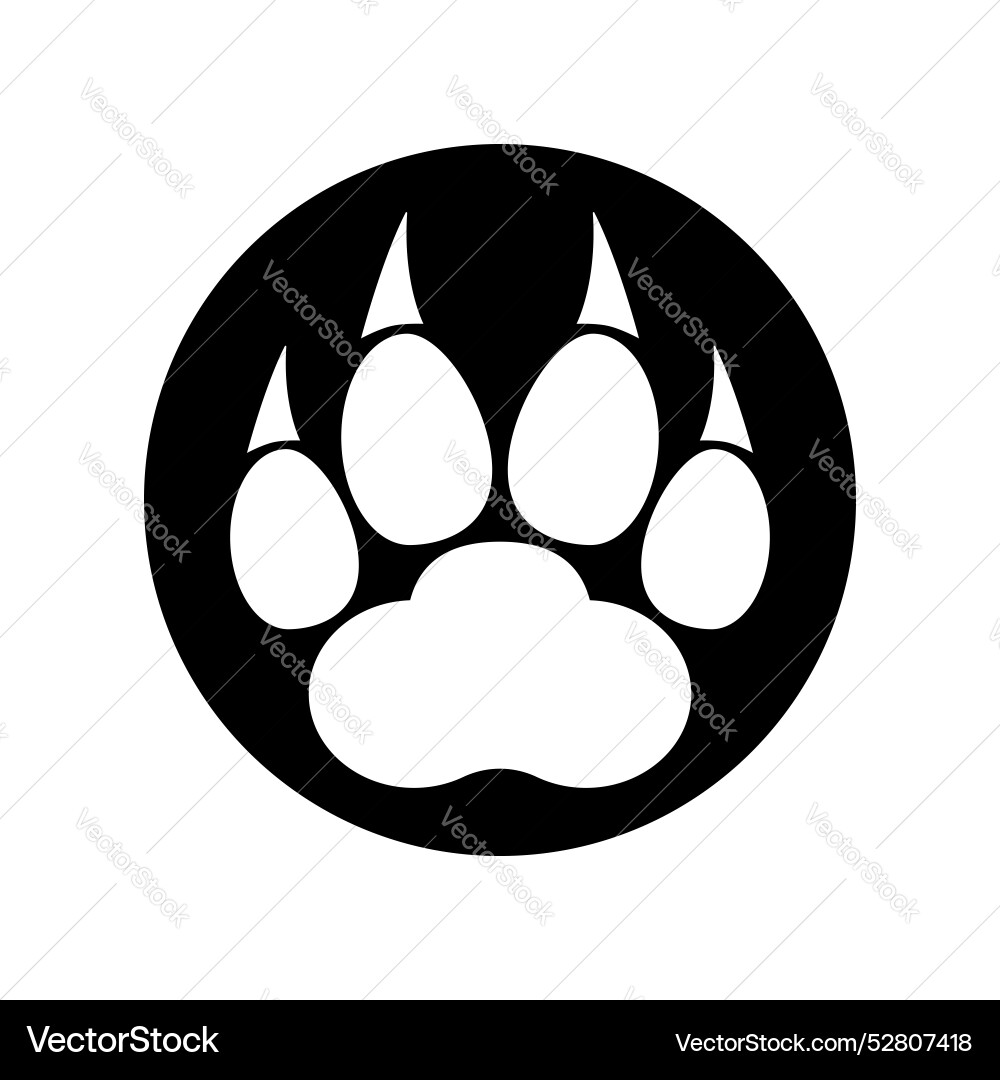 Paw print with claws Royalty Free Vector Image