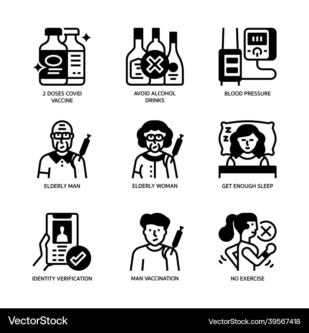 Vaccination icons set Royalty Free Vector Image