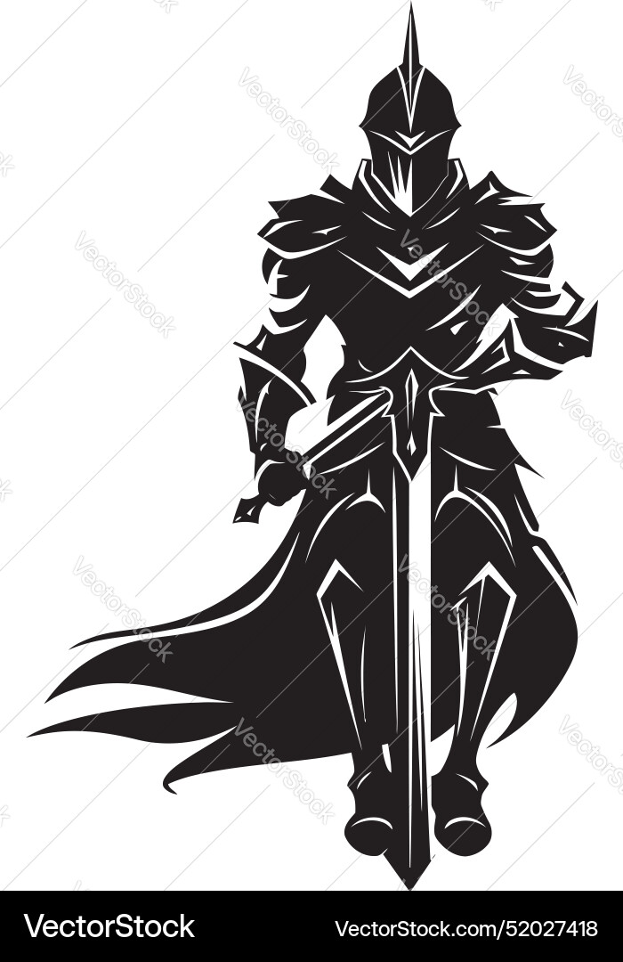 Valiant knight black logo design featuring Vector Image