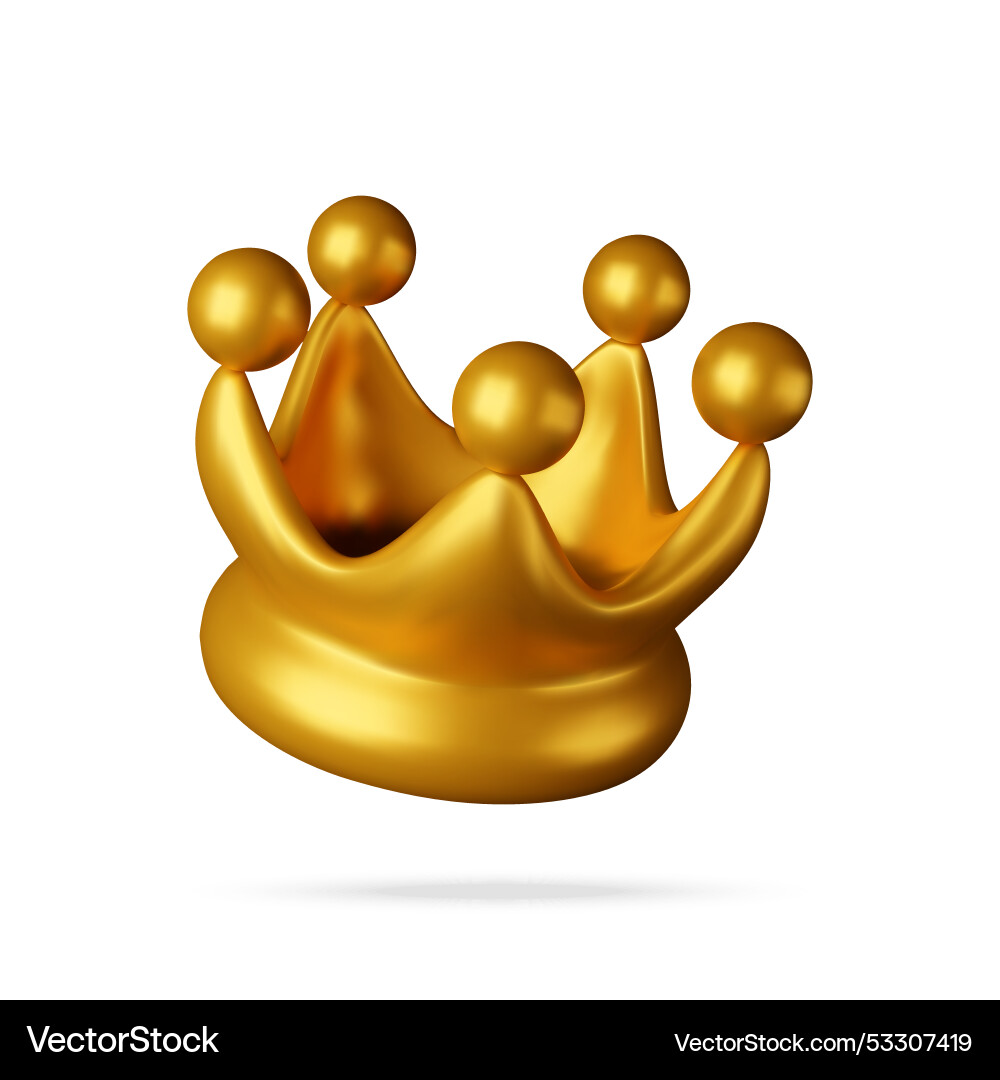 3d gold crown icon isolated on white Royalty Free Vector