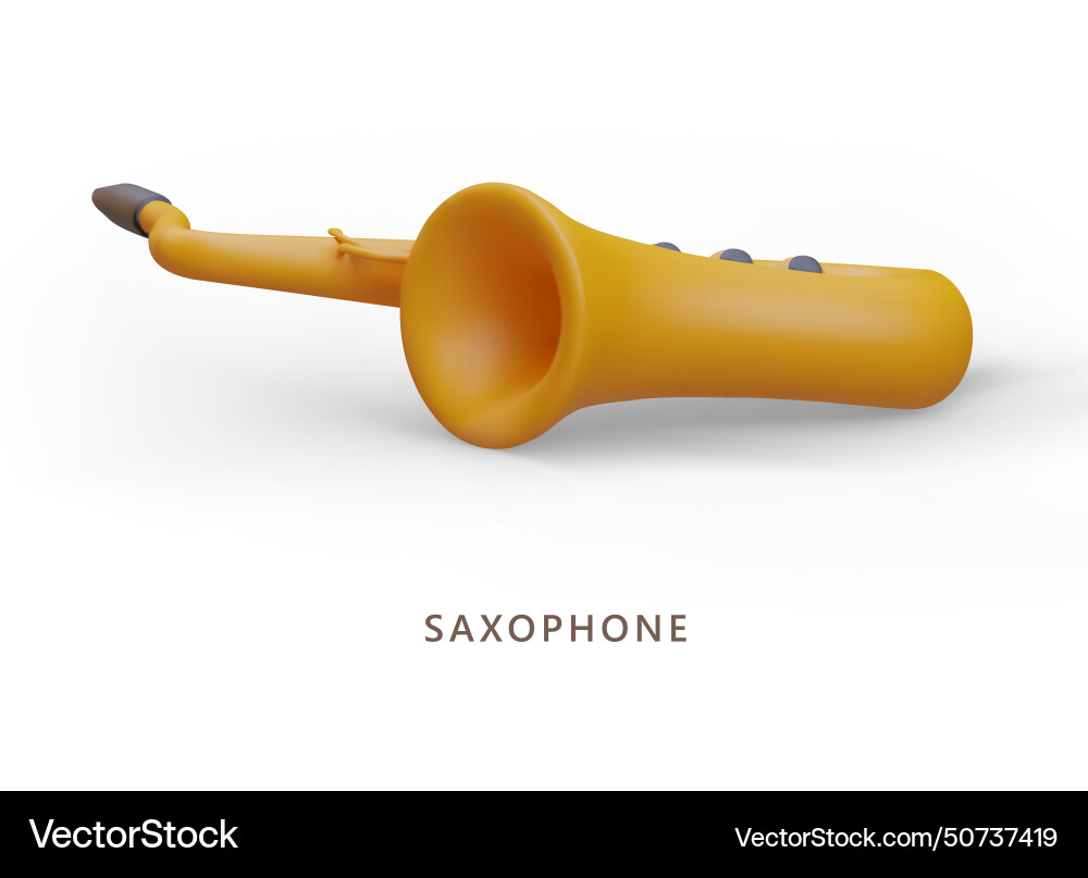 3d yellow saxophone in horizontal position Vector Image