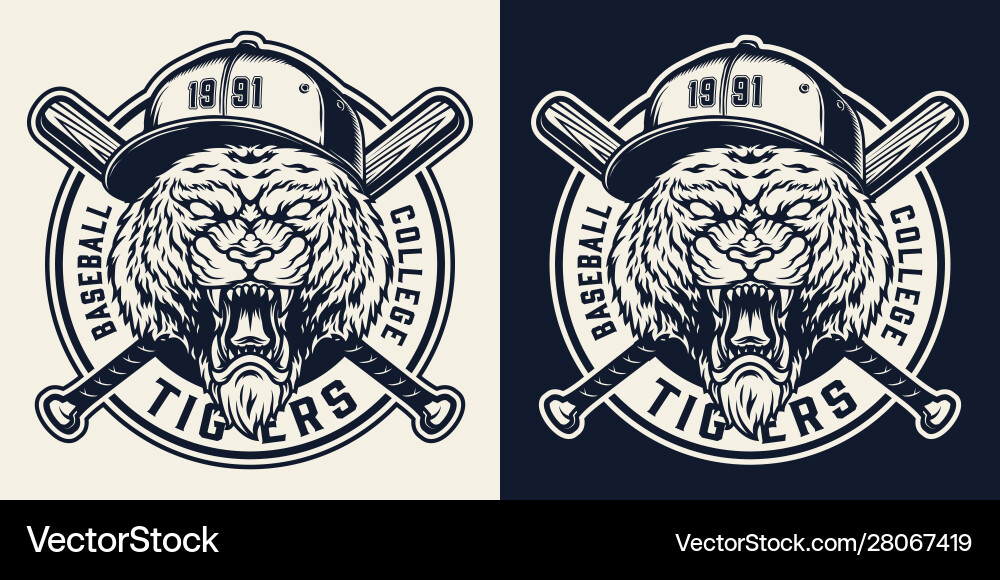 Baseball team vintage monochrome logo Royalty Free Vector