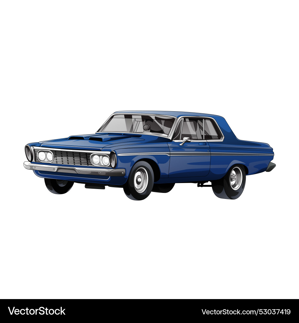 Blue drag racing car with black strip Royalty Free Vector
