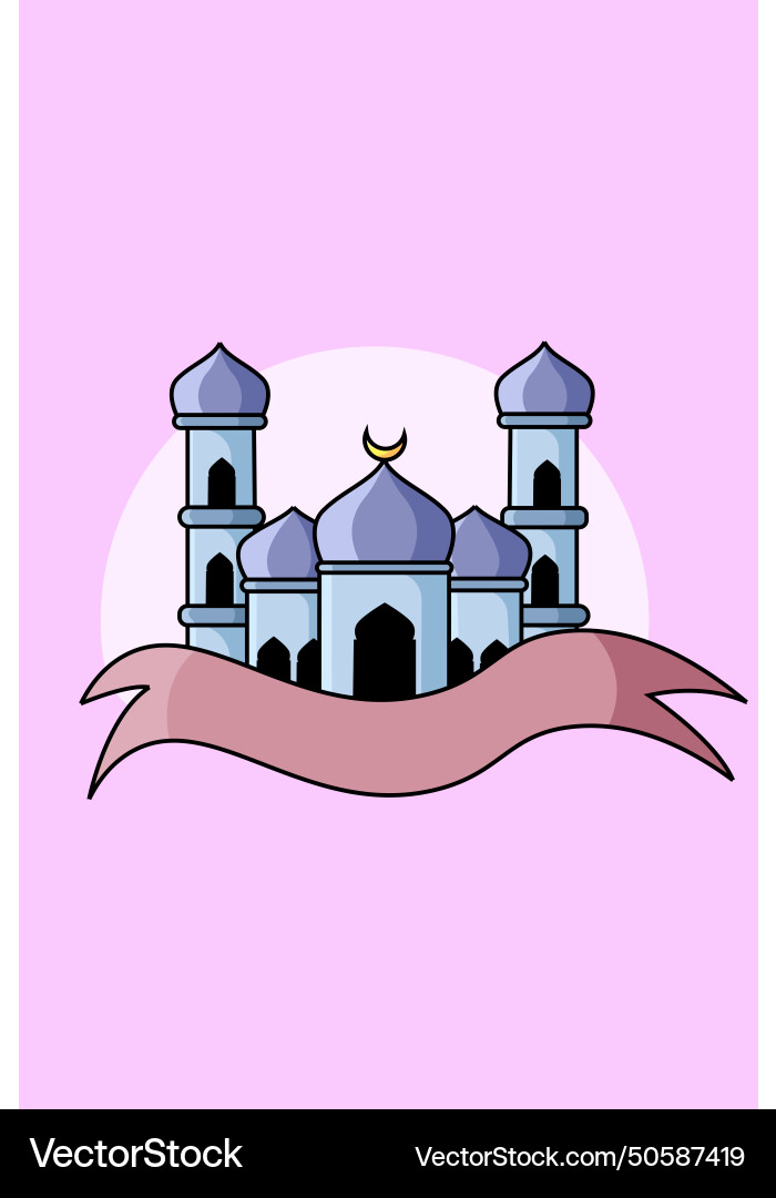 Cute purple mosque cartoon Royalty Free Vector Image