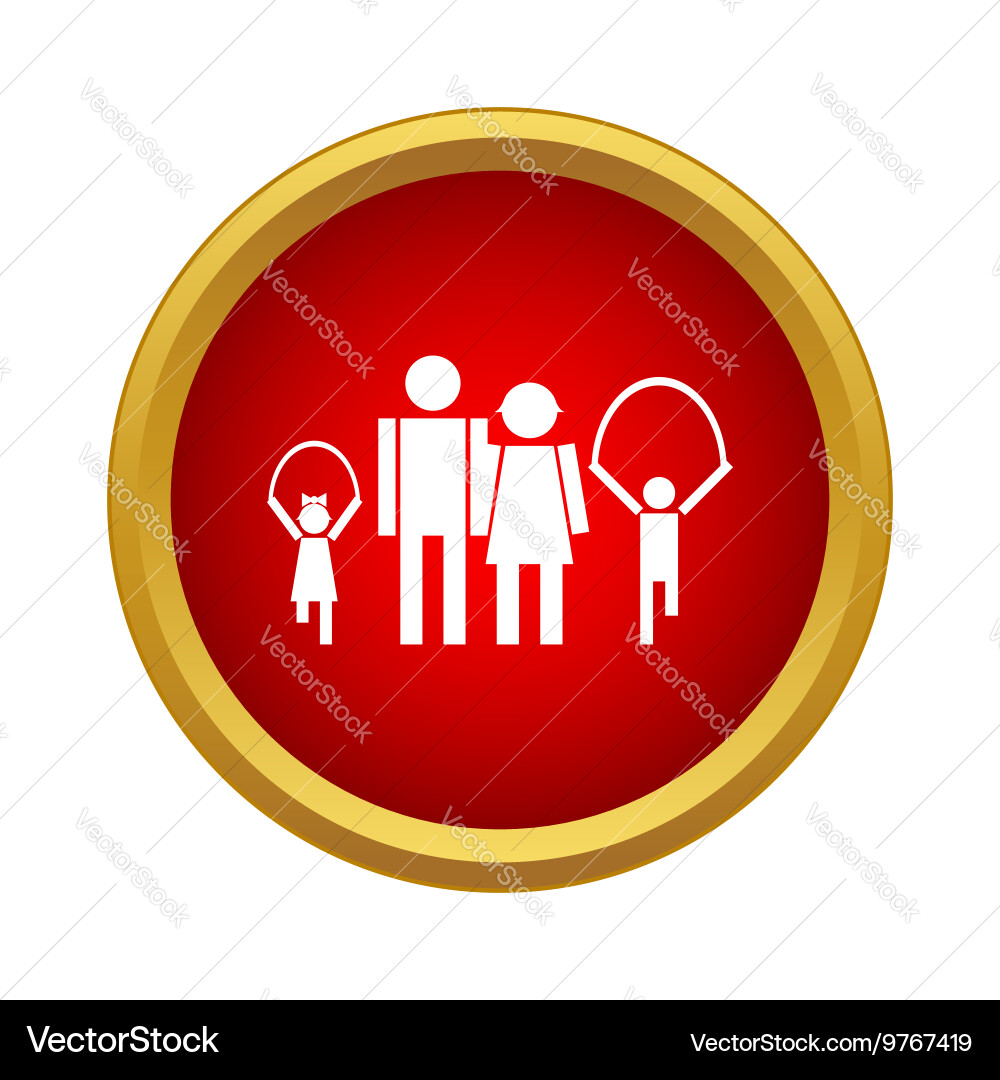 Family on walk icon simple style Royalty Free Vector Image