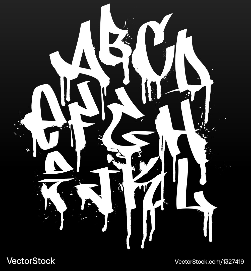 Graffiti font alphabet abc letters Royalty Free Vector Image