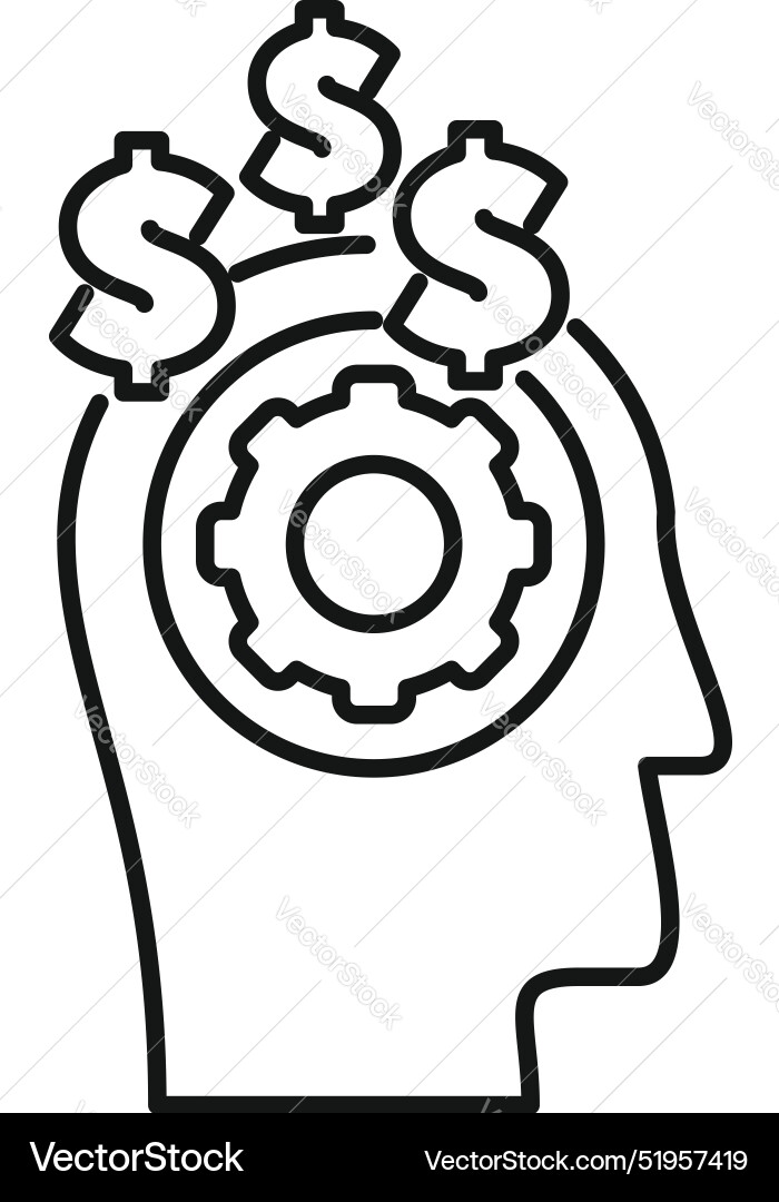Human head with cogwheel generating money ideas Vector Image
