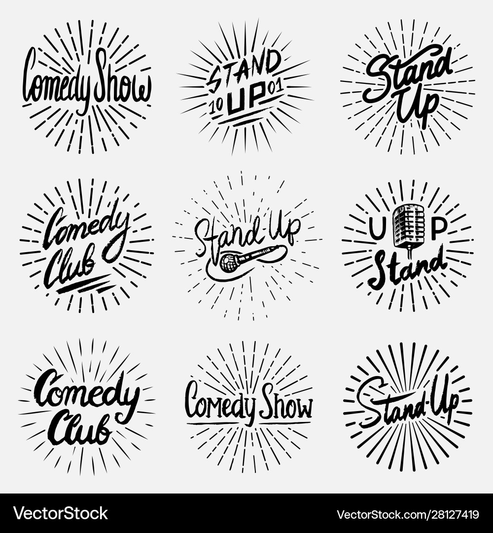 Lettering stand up set calligraphic text comedy Vector Image