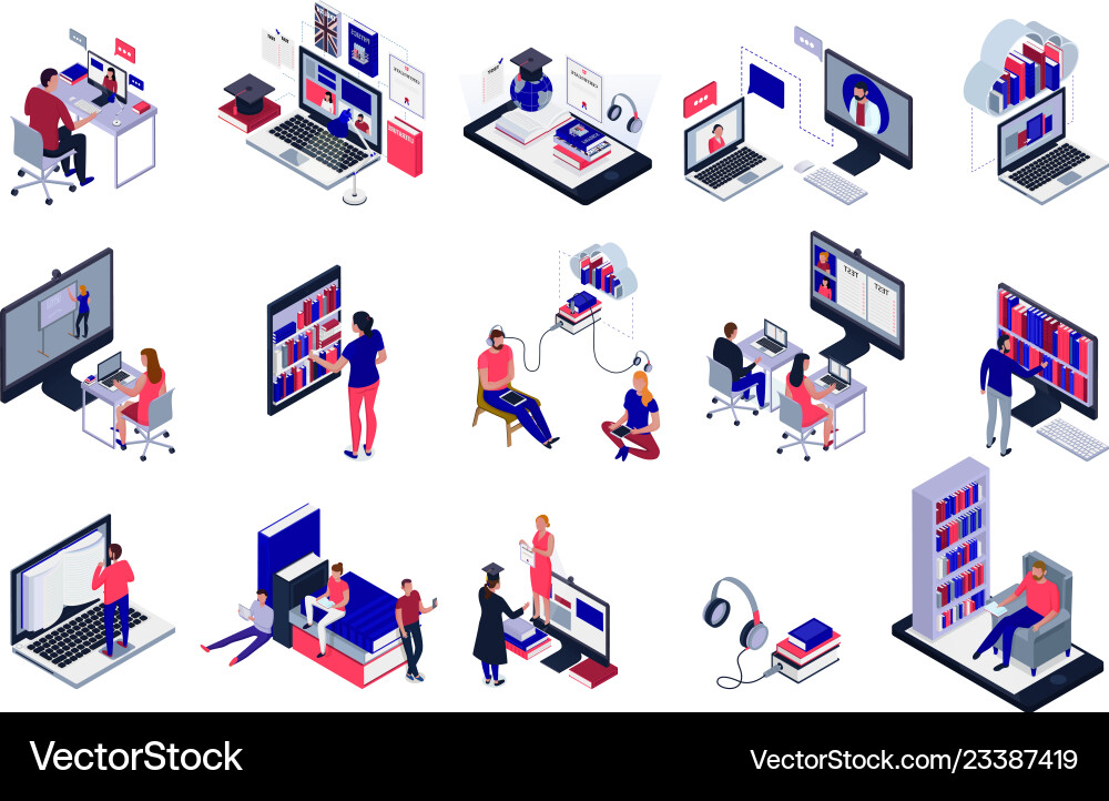 Online library set Royalty Free Vector Image - VectorStock