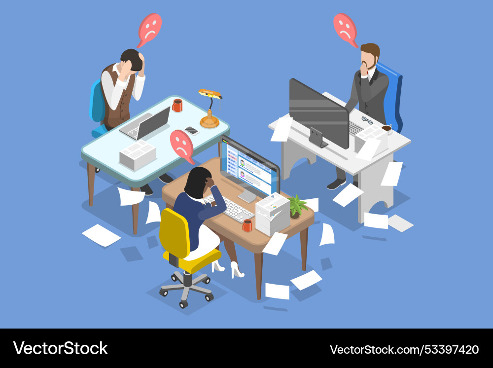 3d isometric flat of worried Royalty Free Vector Image