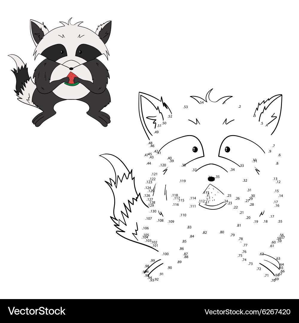 Connect the dots game raccoon Royalty Free Vector Image