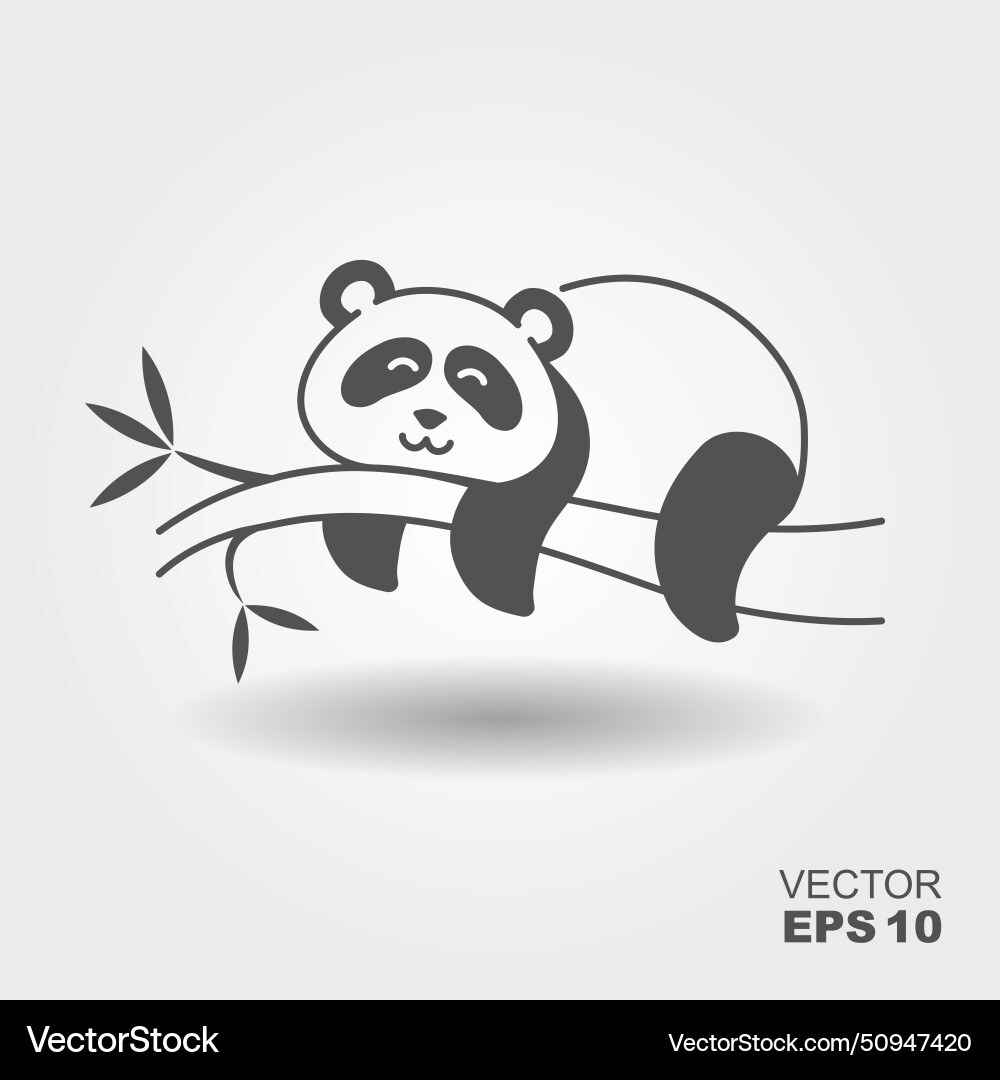 Cute panda hanging on a tree simple flat icon Vector Image
