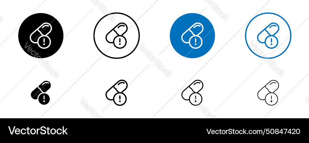 Overdose icon set medication drug alert symbol Vector Image