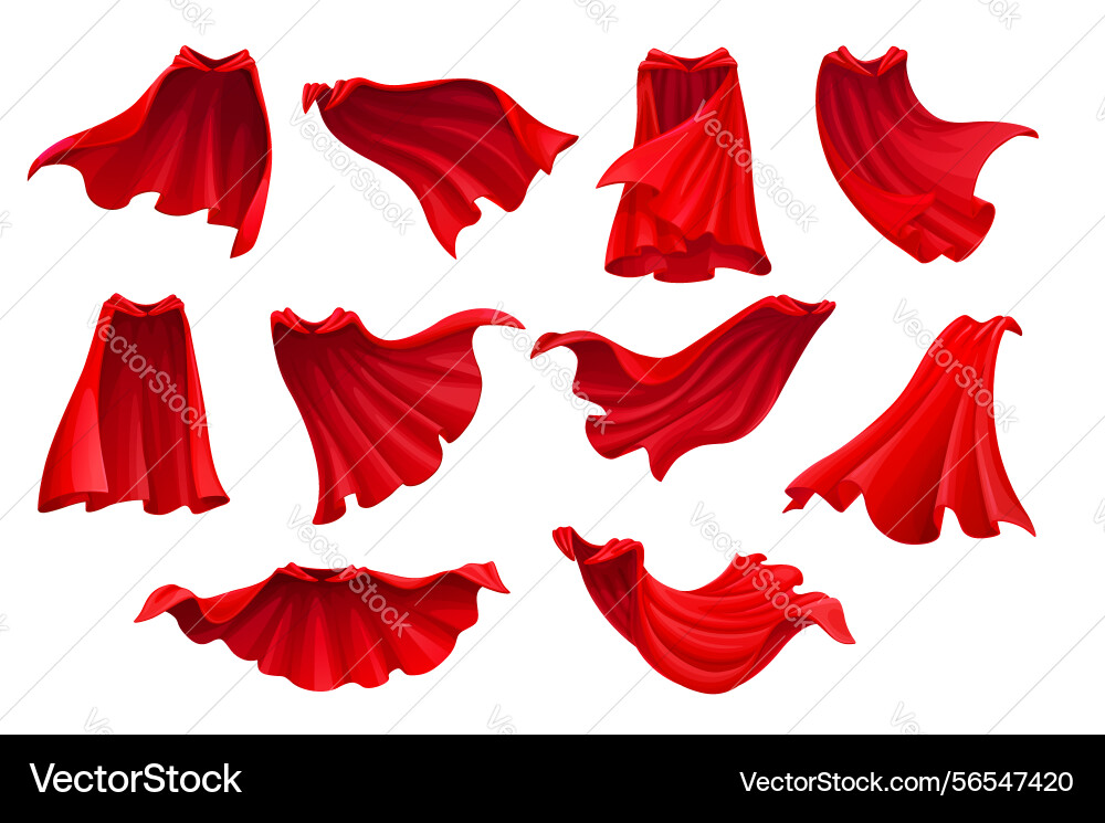Red hero coat superhero cape cloak magic mantle Vector Image