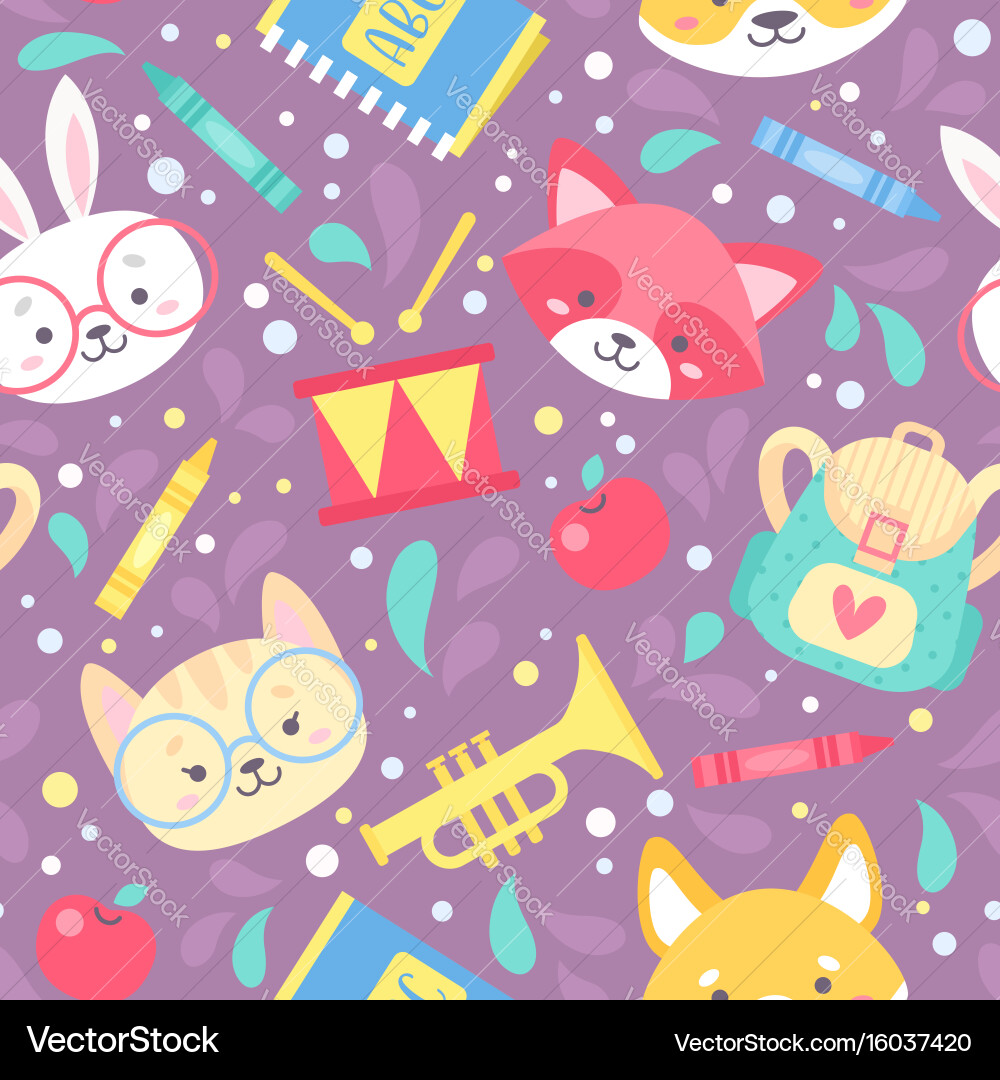 School seamless pattern for children Royalty Free Vector