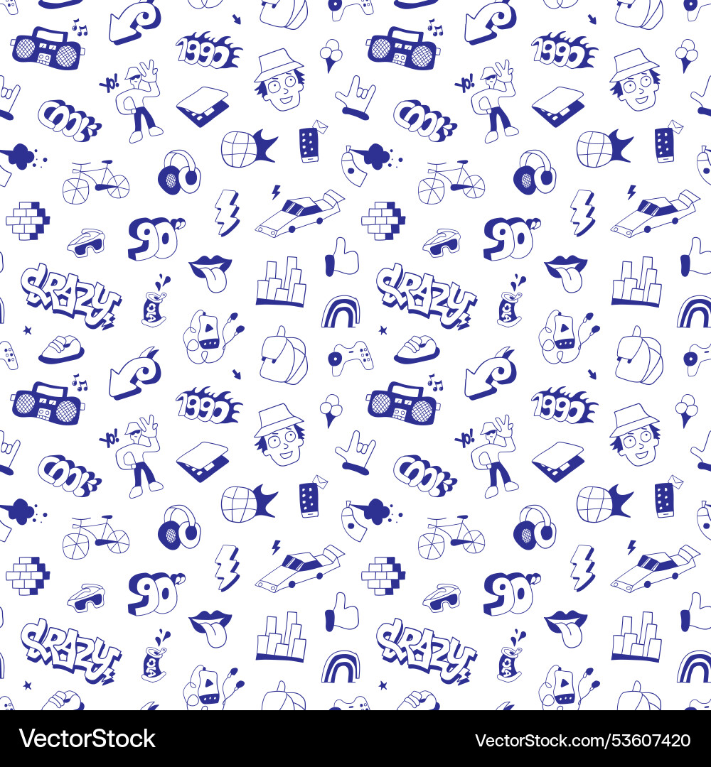 Summer city life seamless pattern hand Royalty Free Vector