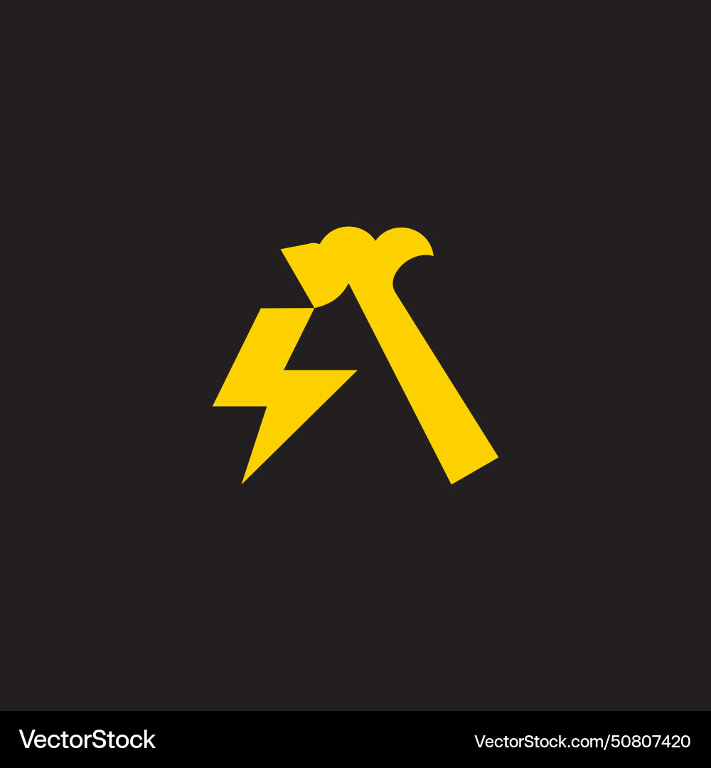 Triangle thunder hammer power logo Royalty Free Vector Image