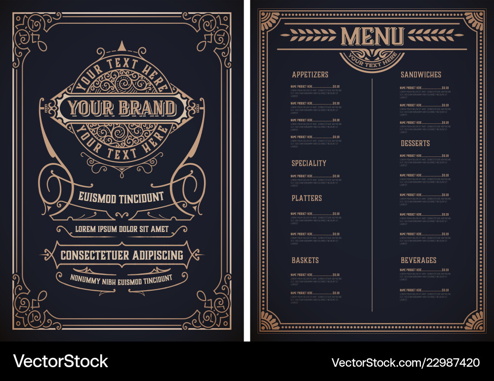 Vintage restaurant menu template layered Vector Image