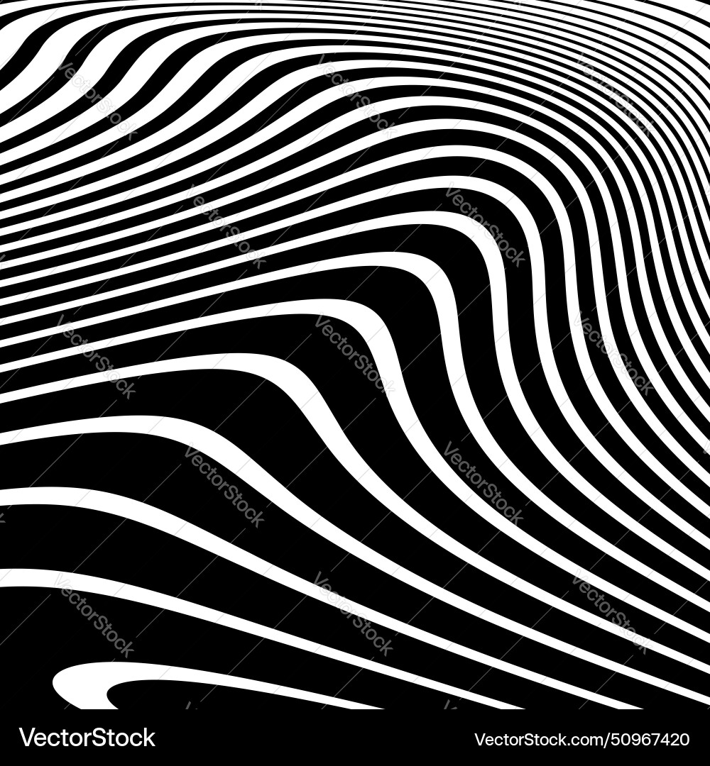 Wavy lines op art pattern Royalty Free Vector Image