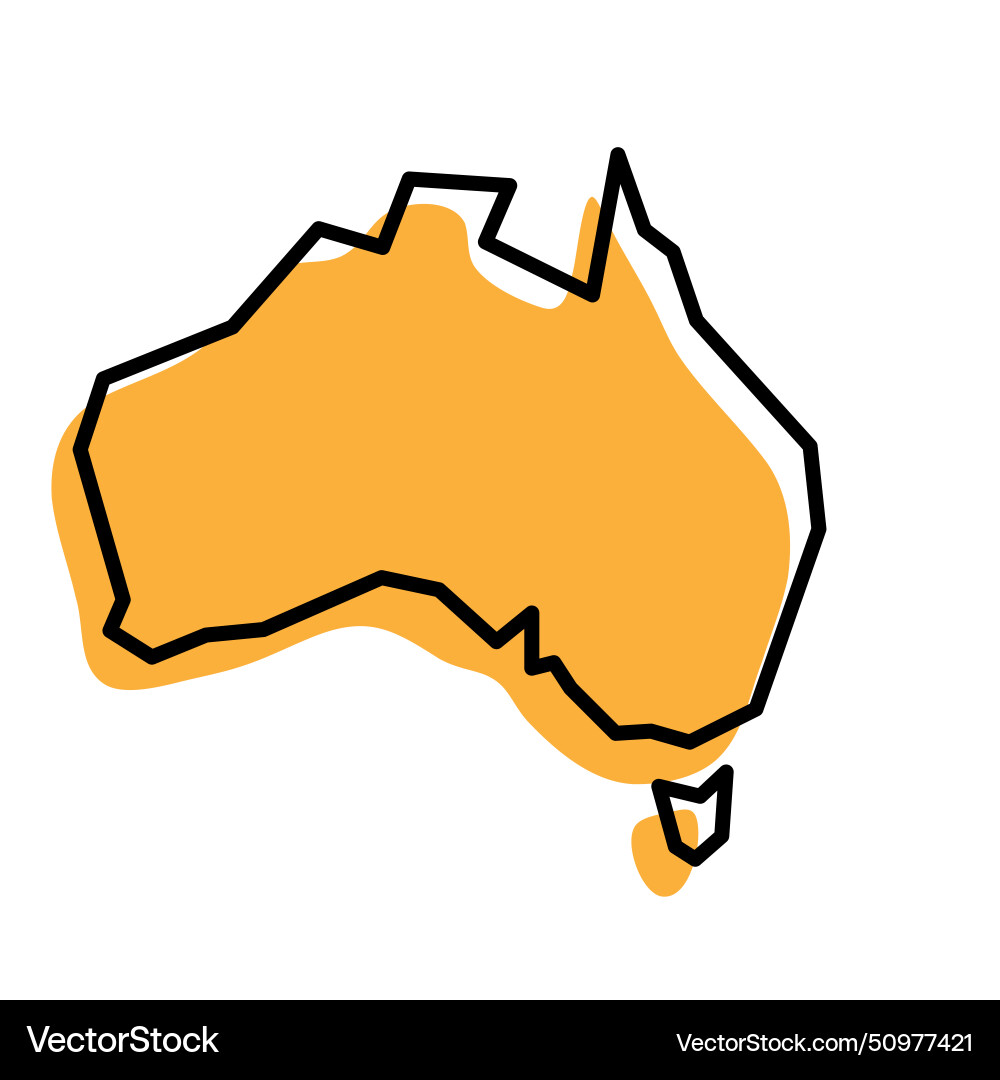 Australia simplified map Royalty Free Vector Image