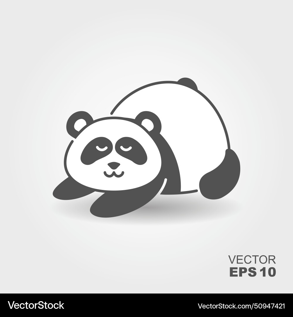 Cute panda simple flat icon with shadow Royalty Free Vector
